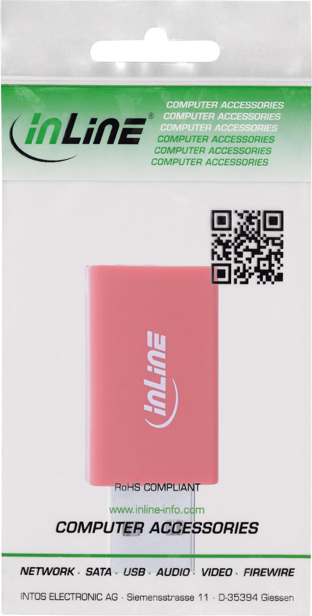 InLine USB-Datenblocker Adapter USB-A Stecker an Buchse 5 V 1.5 A 31653