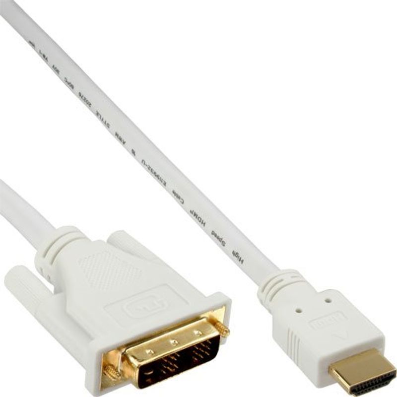 InLine® HDMI-DVI Kabel weiß/gold HDMI St auf DVI 18+1 St 17662U